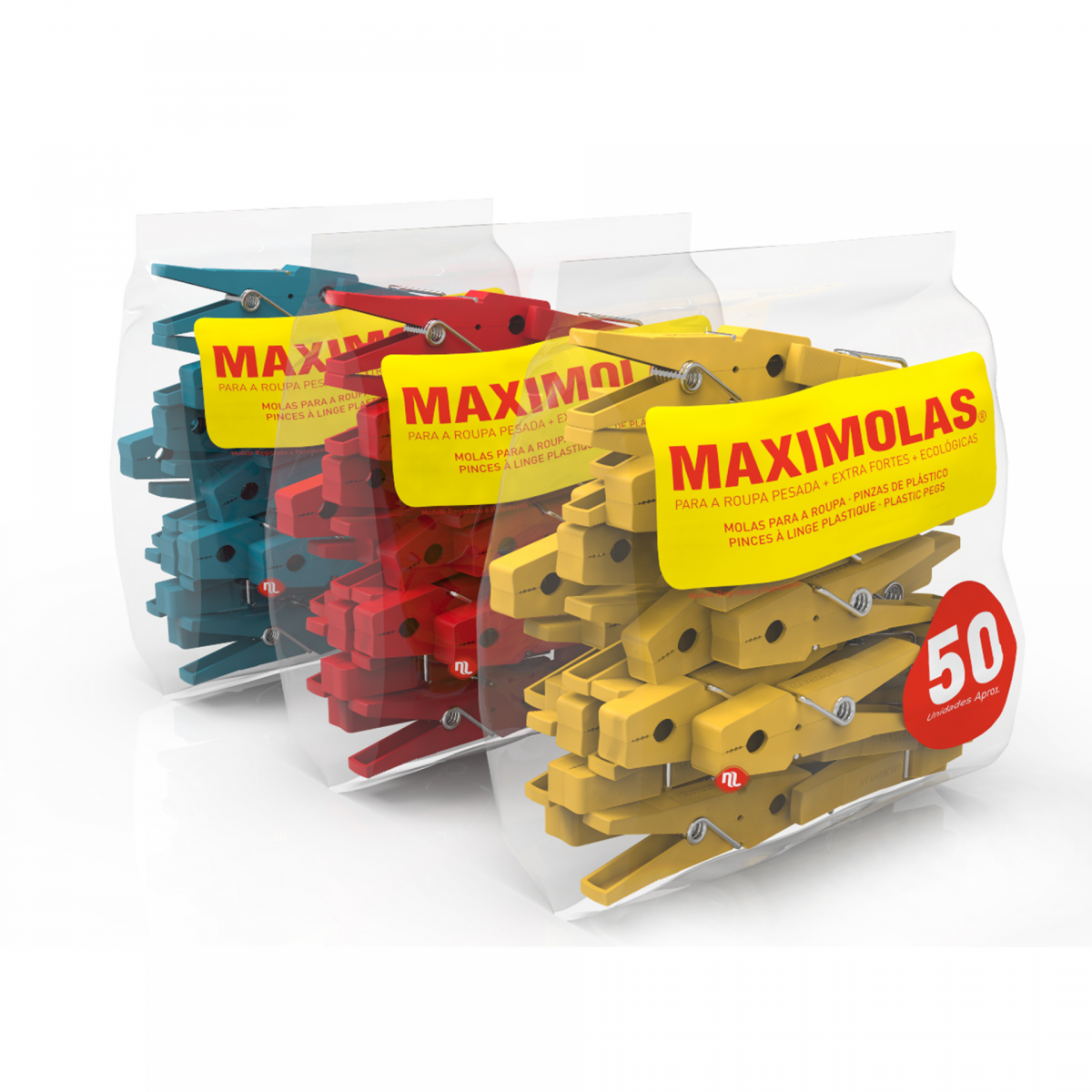 Molas Plástico Para Roupa 75 MM 50 UN MAXIMOLAS